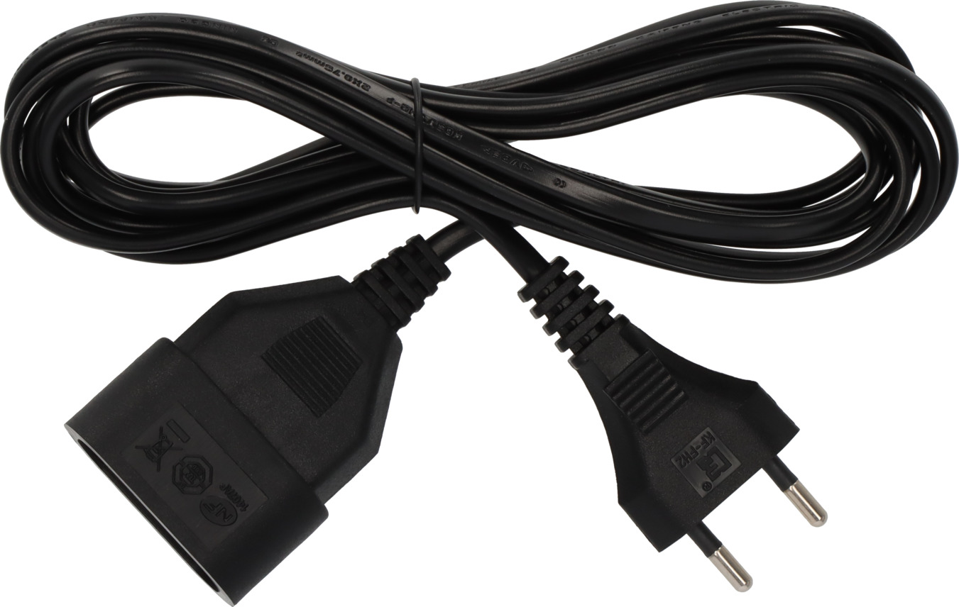 Rallonge électrique 3m H03VVH2-F 2x0,75 noir | brennenstuhl®