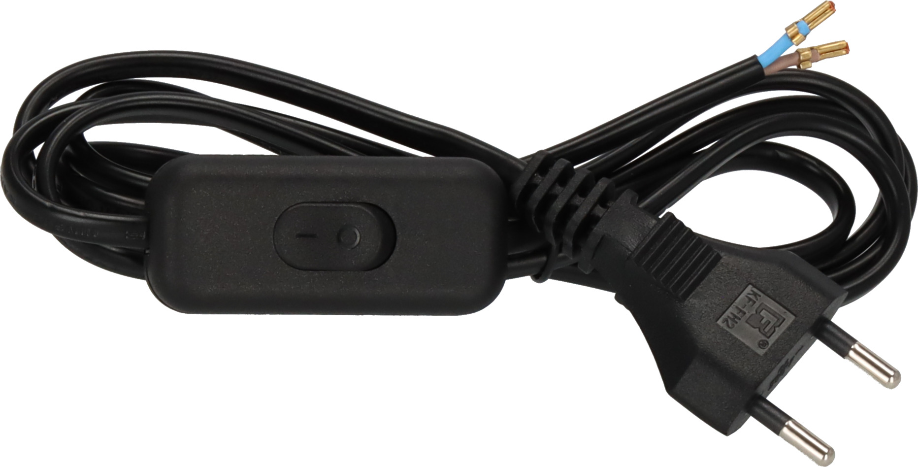 Cordon d'alimentation avec interrupteur et une extrémité aux fils dégainés, noir, 1,5m H03VVH2-F ...